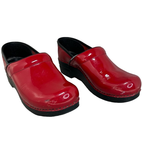Dansko | Shoes | Dansko Womens Professional Clog Red Patent Leather ...